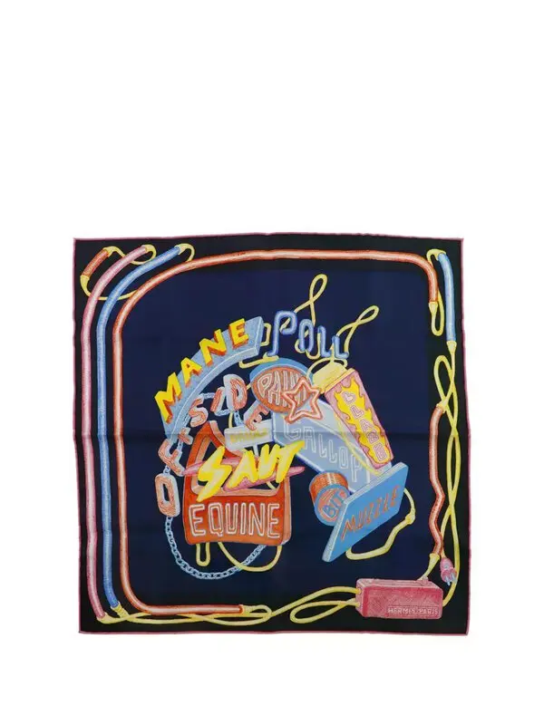Hermès 2000-2026 Gavroche Chevaloscope Neon Pointille Silk Scarf 45 Scarves - Blue
