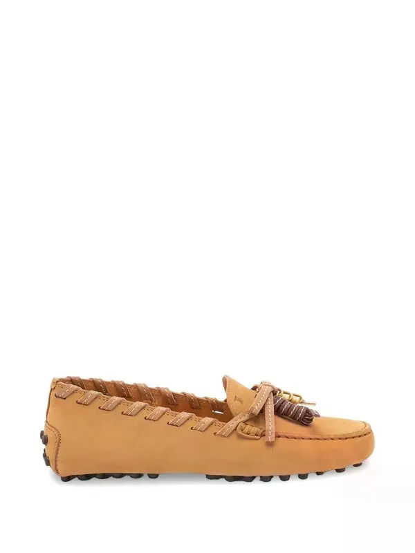 TOD'S Braided Tassel Leather Loafers - Neutrals