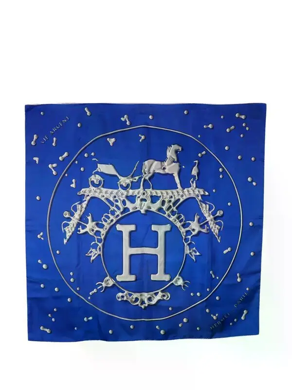 Hermès 20th Century Vif Argent Silk Scarf 90 Scarves - Blue