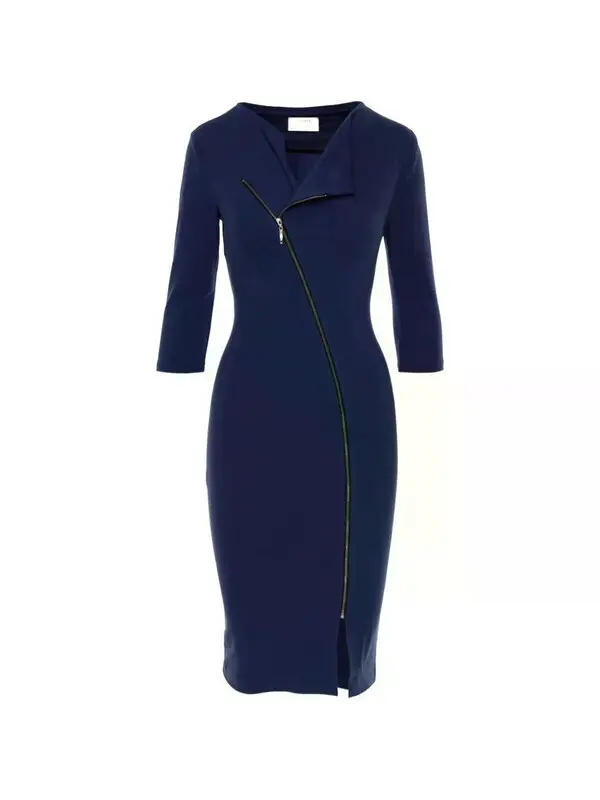 ROSERRY V-neck Zip-fastening Midi Dress - Blue
