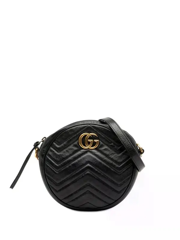 Gucci Mini Gg Marmont Matelassé Leather Round Crossbody Bag - Black