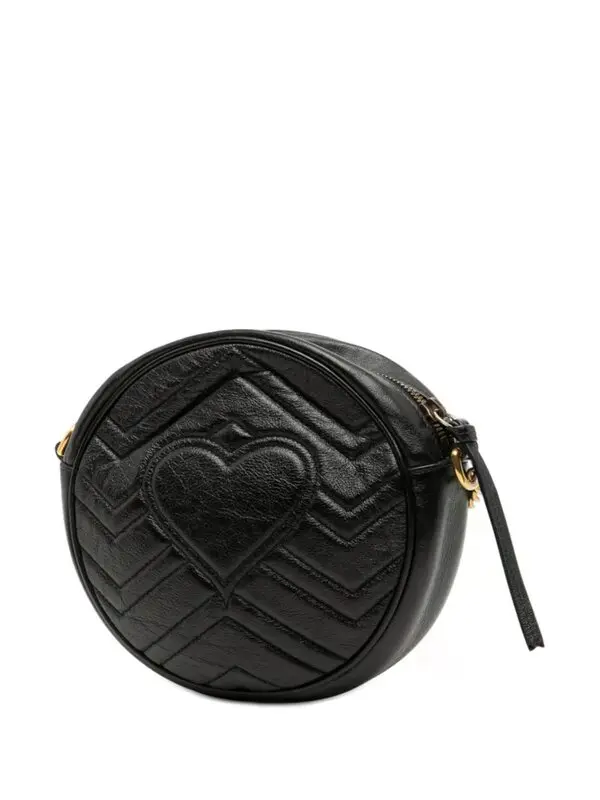Gucci Mini Gg Marmont Matelassé Leather Round Crossbody Bag - Black
