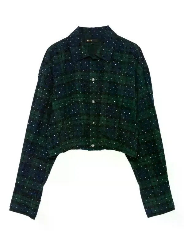 Maje Rhinestone Embellished Checked Shirt