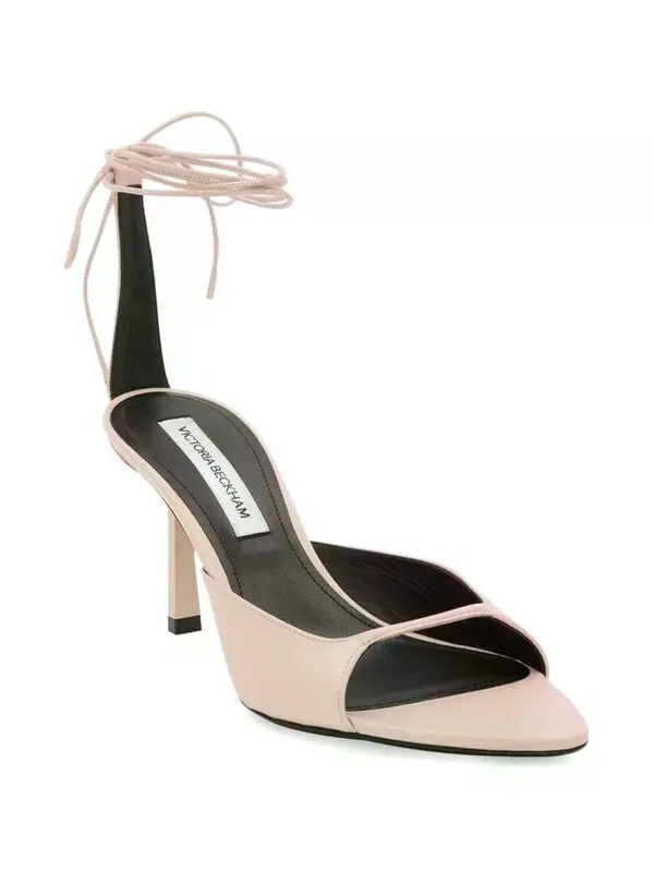 Victoria Beckham Eliza Tie Ankle Stiletto Sandals - Neutrals