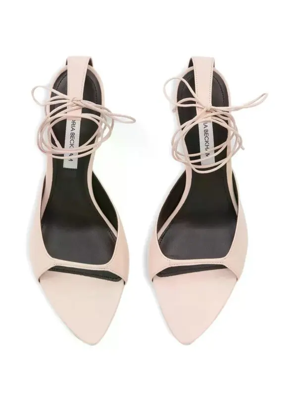 Victoria Beckham Eliza Tie Ankle Stiletto Sandals - Neutrals
