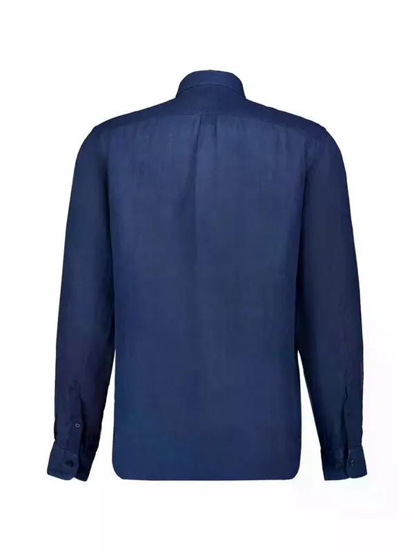 120% Lino Pocket Long-sleeve Shirt - Blue