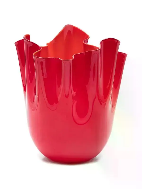 VENINI Fazzolett Ruffled Vase - Red