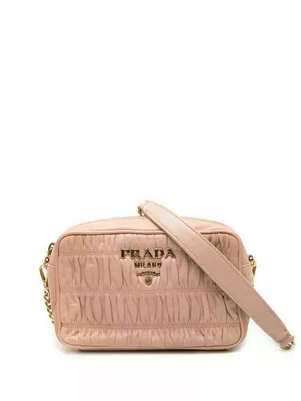 Prada 2000-2025 Nappa Gaufre Camera Crossbody Bag - Brown