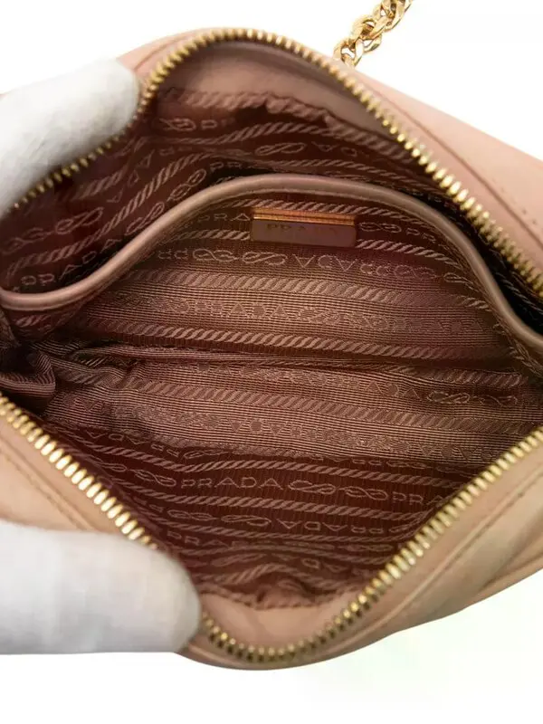 Prada 2000-2025 Nappa Gaufre Camera Crossbody Bag - Brown