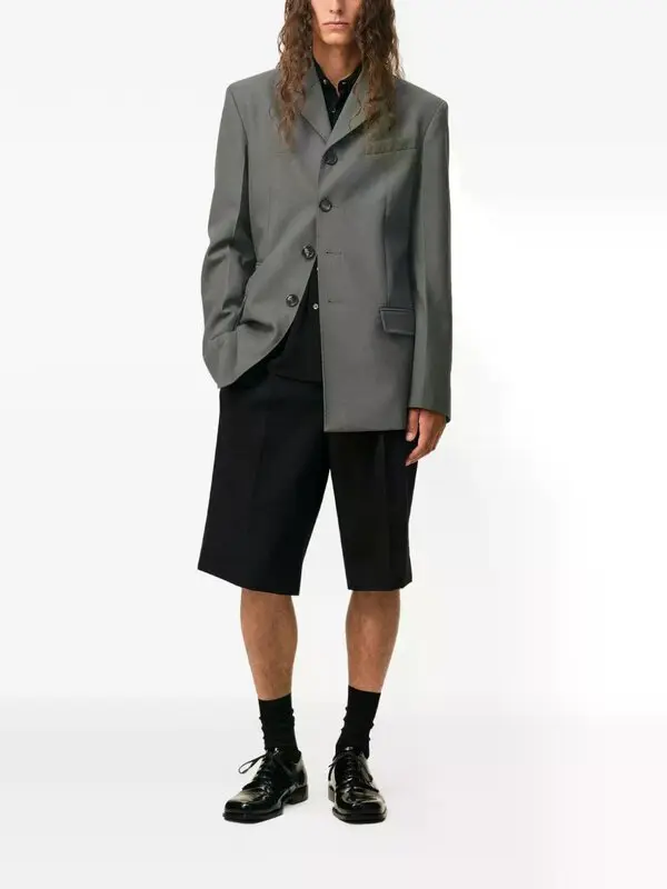 AMI Paris Pleated High-waist Bermuda Shorts - Black