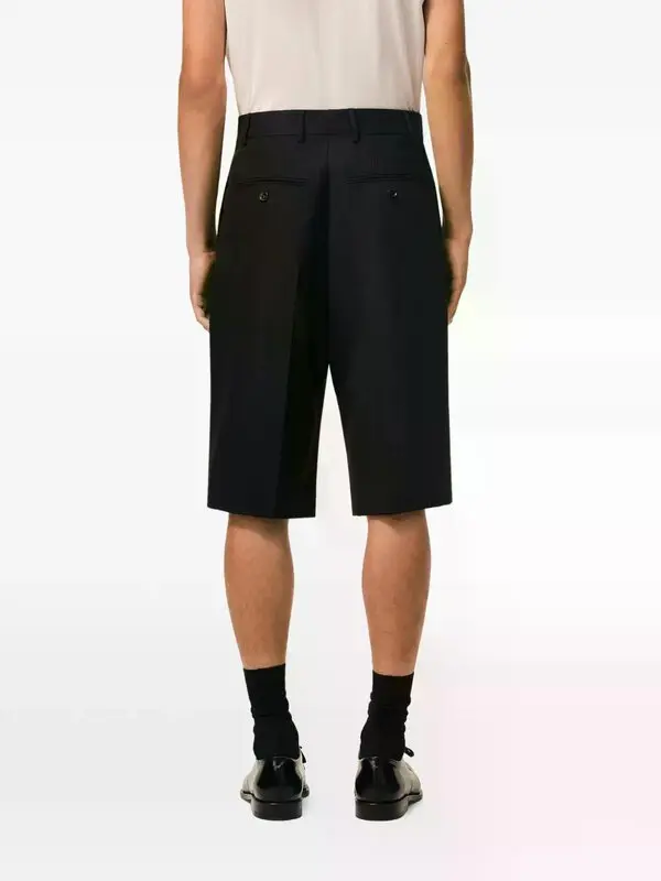 AMI Paris Pleated High-waist Bermuda Shorts - Black