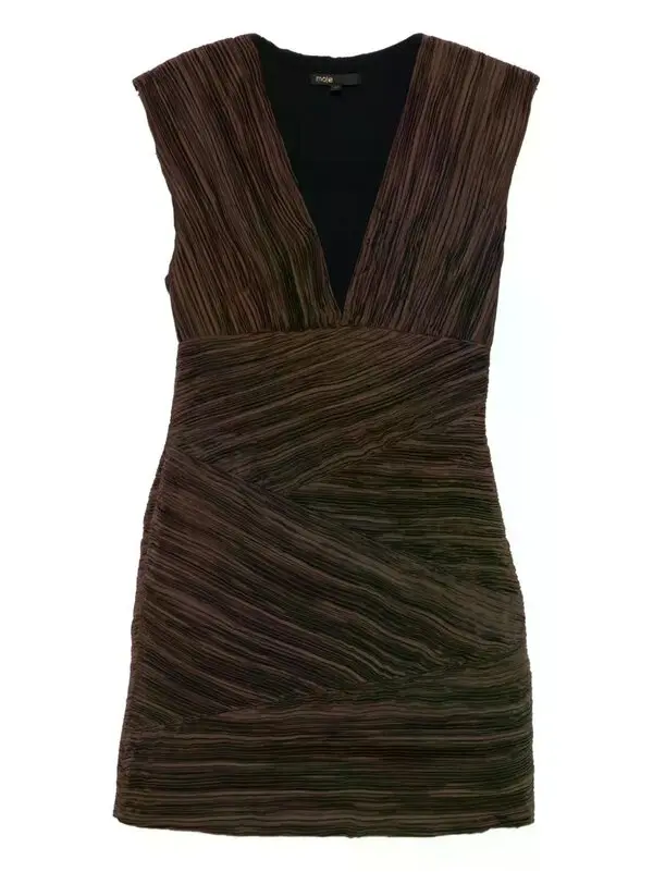 Maje Pleated V-neck Dress