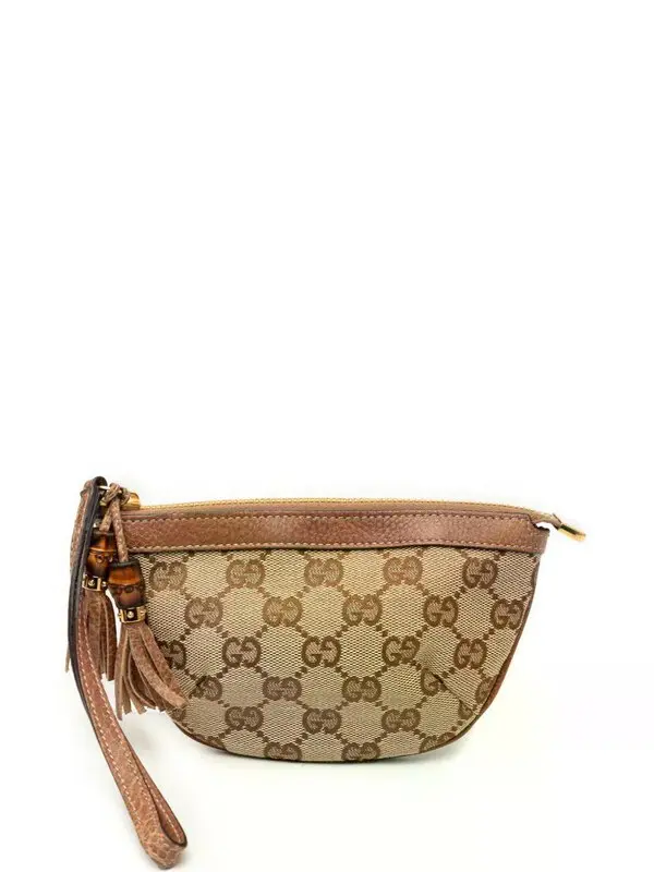 Gucci Gg Canvas Bamboo Pouch