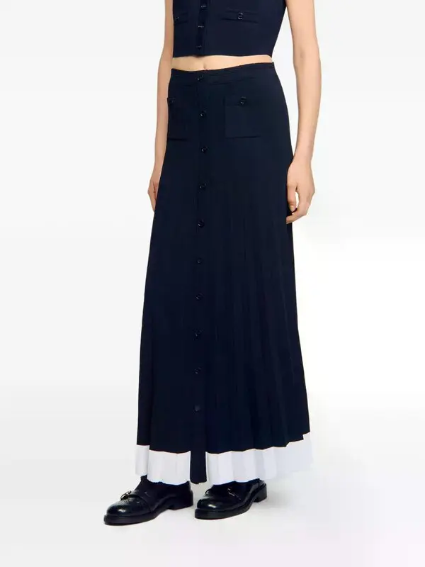 Sandro Pleated Button-front Midi Skirt