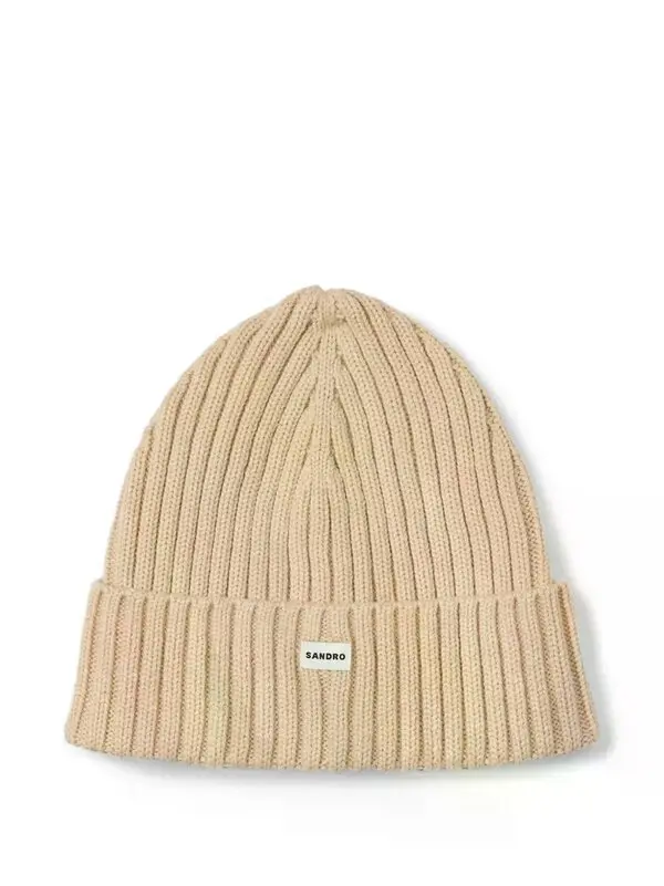Sandro Ribbed Beanie - Neutrals