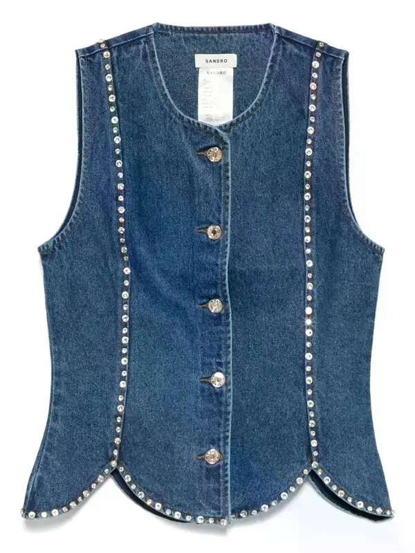 Sandro Rhinestone-embellished Gilet - Blue