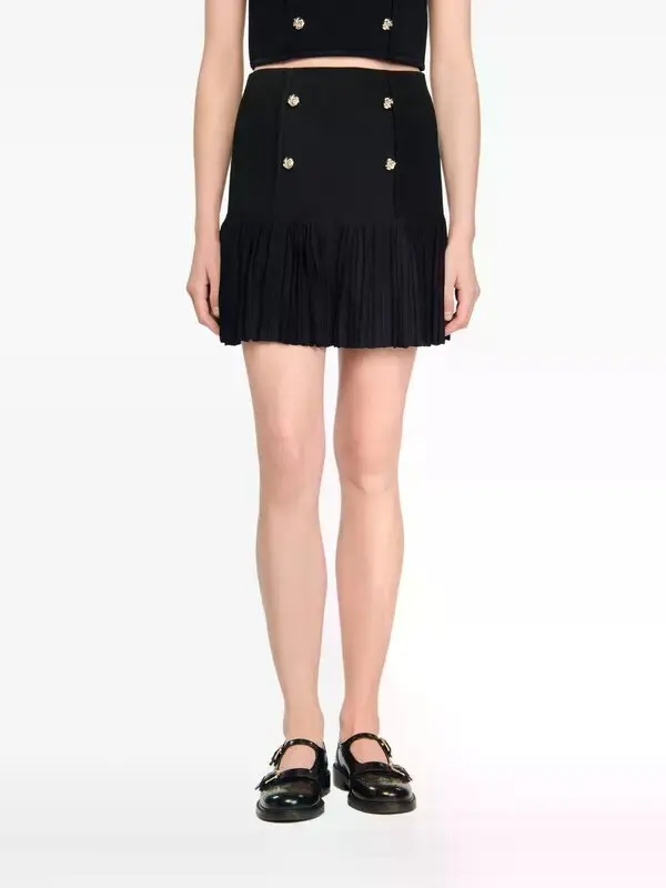 Sandro Pleated Double-breasted Mini Skirt