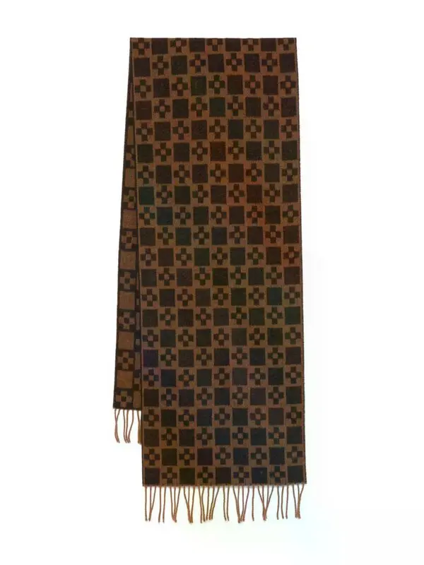 Sandro Geometric-pattern Wool Scarf - Brown