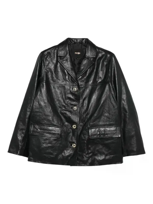 Maje Single-breasted Leather Blazer