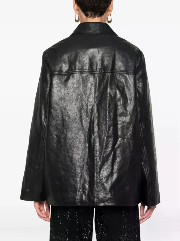 Maje Single-breasted Leather Blazer