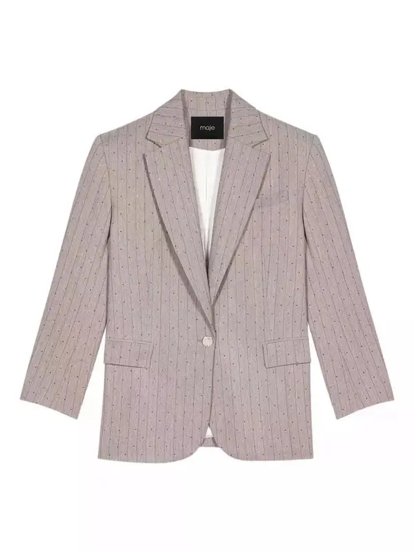 Maje Rhinestone Pinstripe Suit Jacket