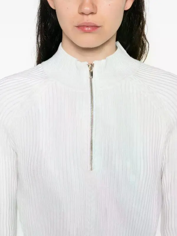 Maje Short-zip Ribbed Sweater - White