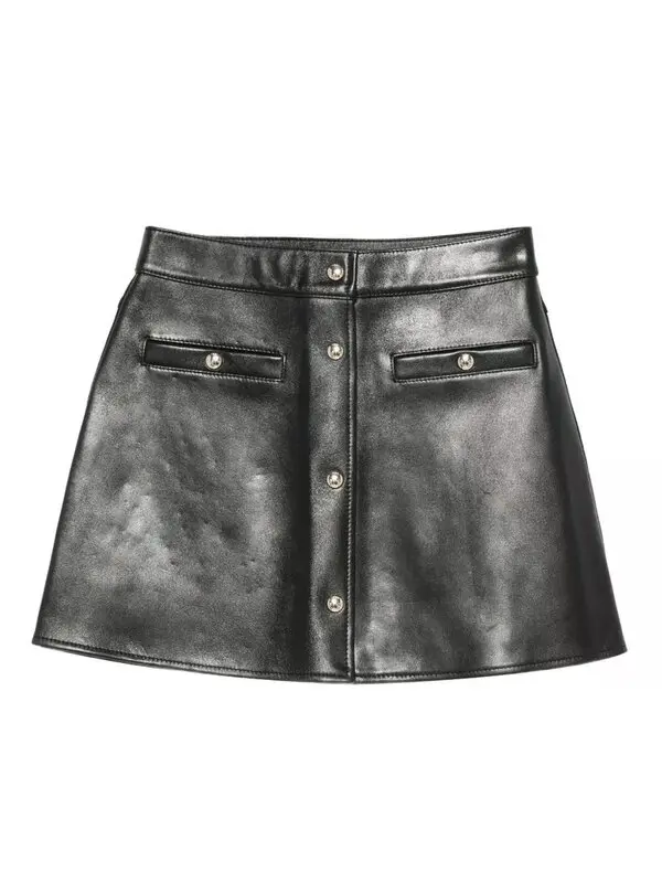 Maje Button-fastening Leather A-line Skirt