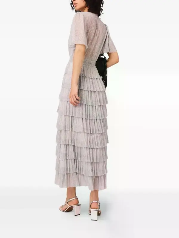 Maje Metallic Ruffled Dress