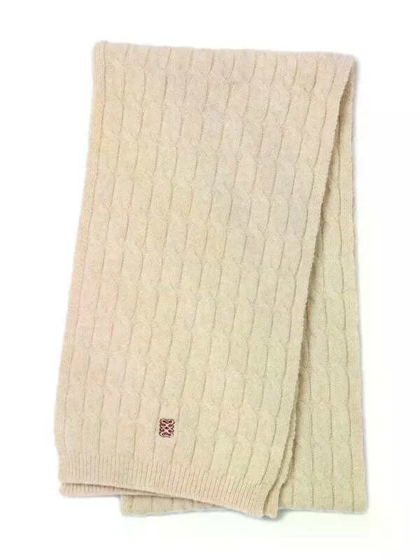 Sandro Cable-knit Embroidered Scarf - Neutrals