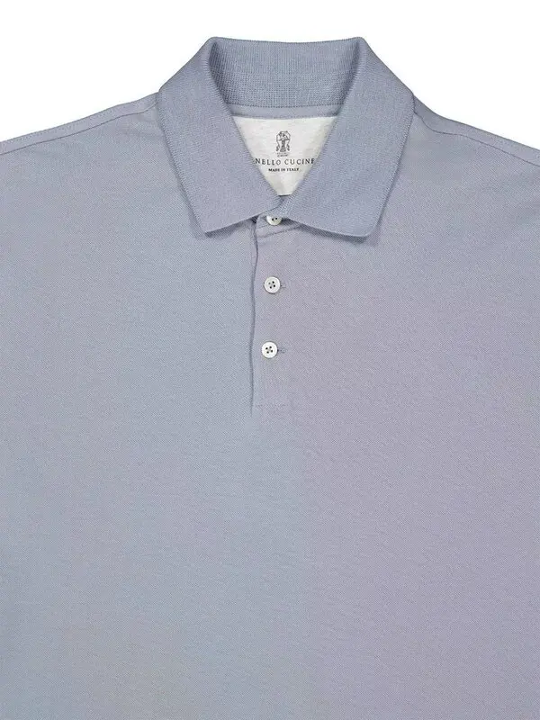 Brunello Cucinelli Button Short-sleeve Polo Shirt - Blue
