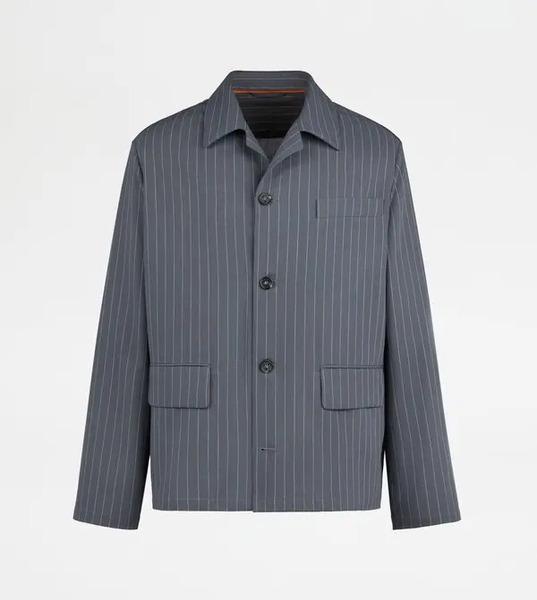 TOD'S Overshirt In Pinstripe Wool