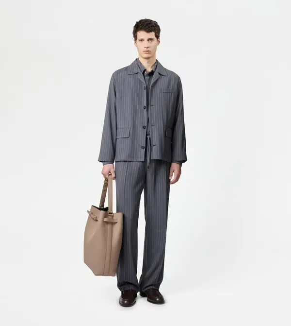 TOD'S Overshirt In Pinstripe Wool