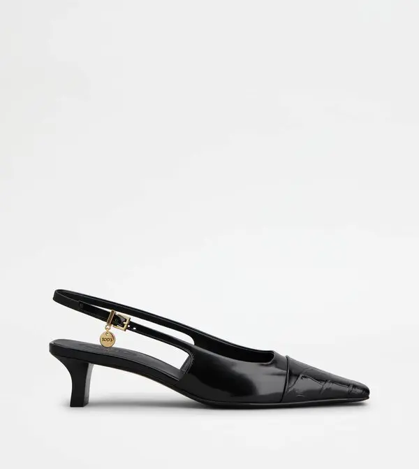 TOD'S Slingback Leather Pumps - Black
