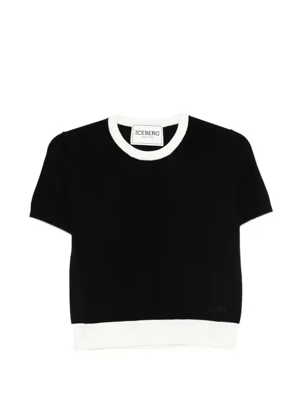 Iceberg Ribbed Trim Top - Black