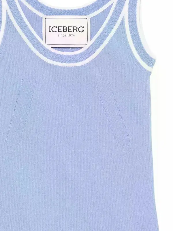 Iceberg Ribbed Trim Knit Top - Blue