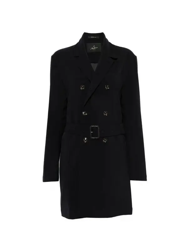 MONTECORE Double-breasted Belted Coat - Black