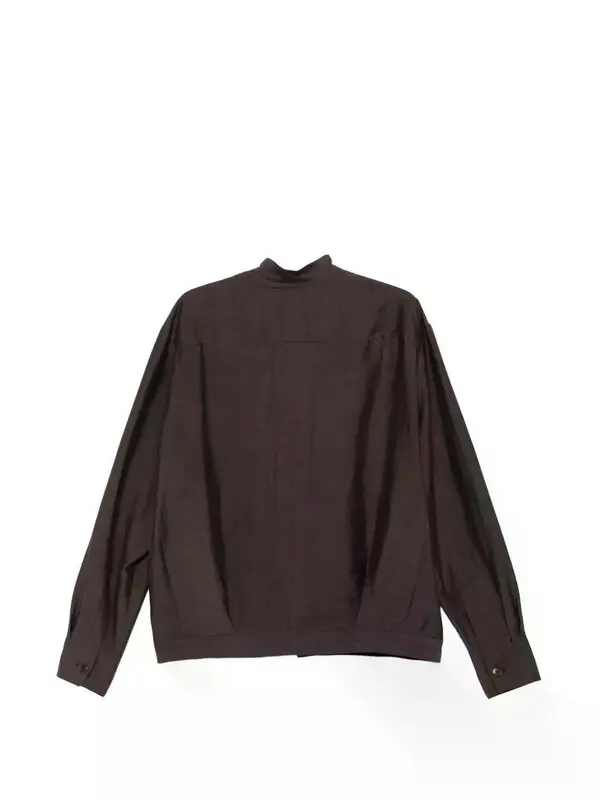 COSTUMEIN Base Otax Buttoned Collarless Shirt - Brown