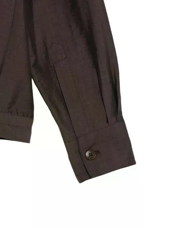 COSTUMEIN Base Otax Buttoned Collarless Shirt - Brown