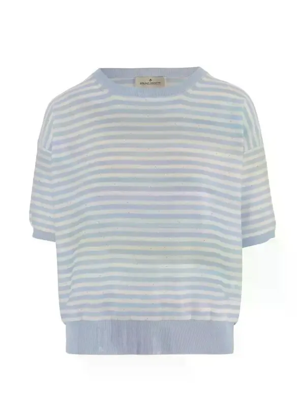 Bruno Manetti Striped-pattern Crew-neck Sweater - Blue