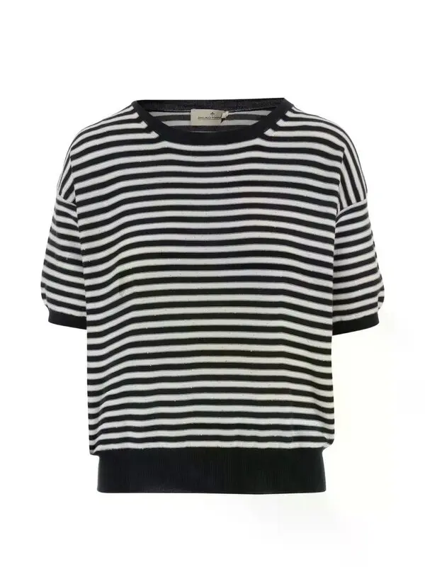 Bruno Manetti Striped Crew-neck Sweater - Black