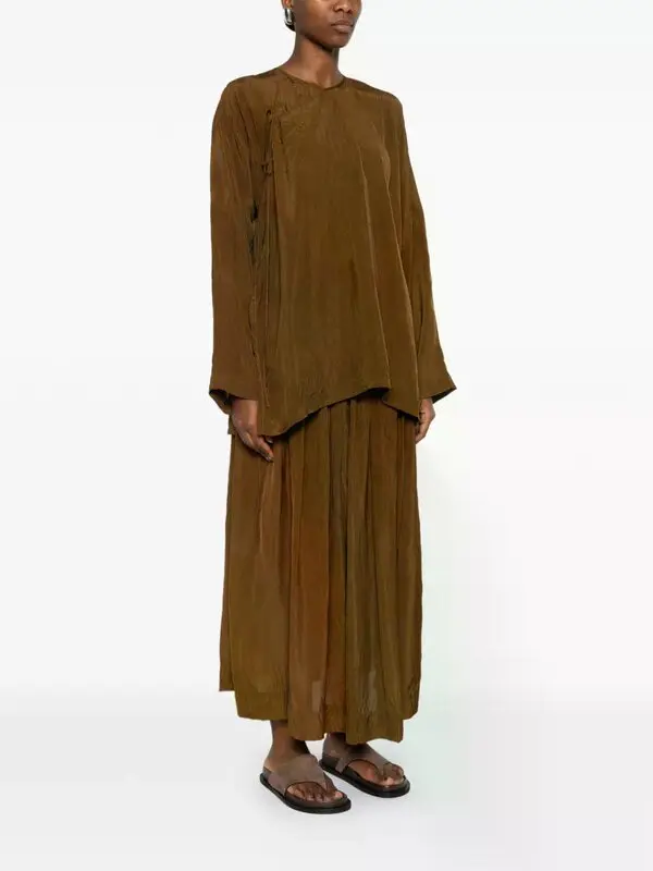 UMA WANG Tie-detailed Blouse - Brown