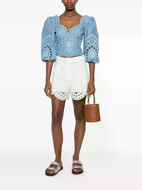 Charo Ruiz Ibiza Laced Puffed-sleeve Top