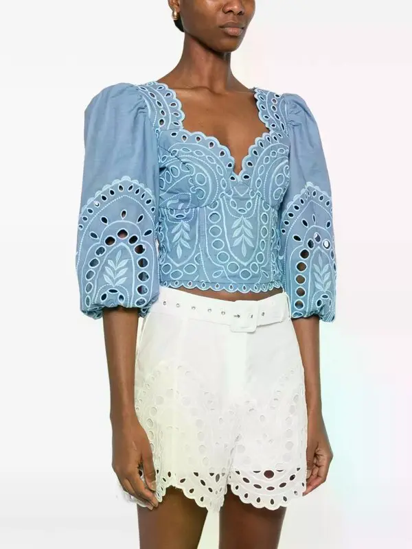 Charo Ruiz Ibiza Laced Puffed-sleeve Top