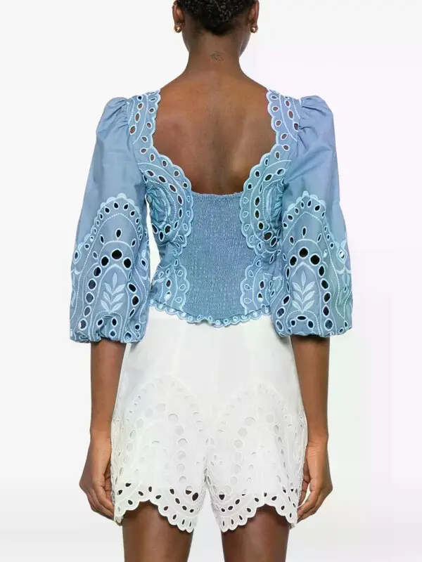 Charo Ruiz Ibiza Laced Puffed-sleeve Top