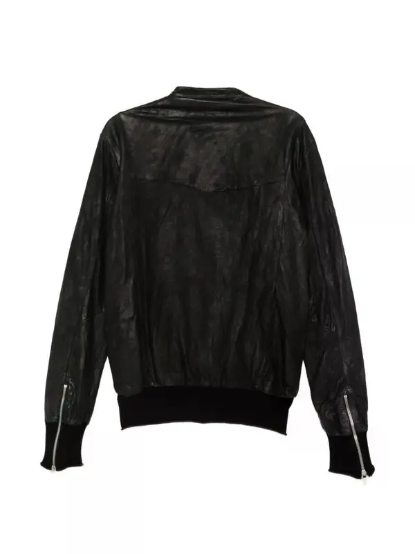 GIORGIO BRATO Leather Stand Collar Jacket - Black