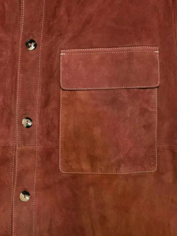 Agnona Pocket Leather Jacket - Brown