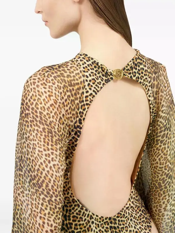 Roberto Cavalli Long-sleeve Open-back Swimsuit - Neutrals