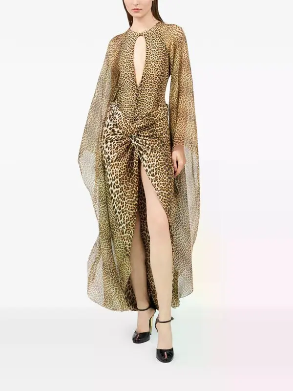 Roberto Cavalli Long-sleeve Open-back Swimsuit - Neutrals