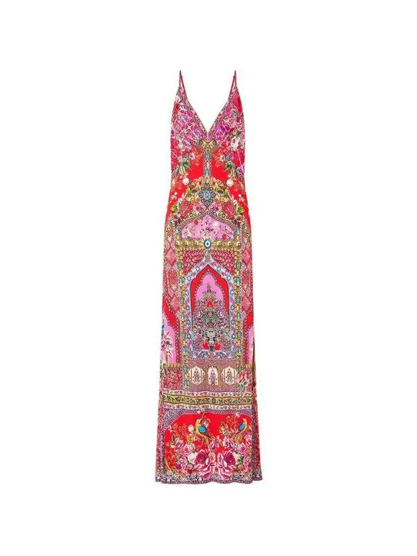 Camilla V-neck Sleeveless Maxi Dress - Red