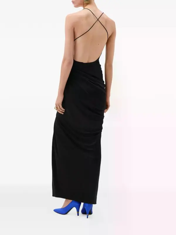 Versace Crossover Strap Ruched Dress